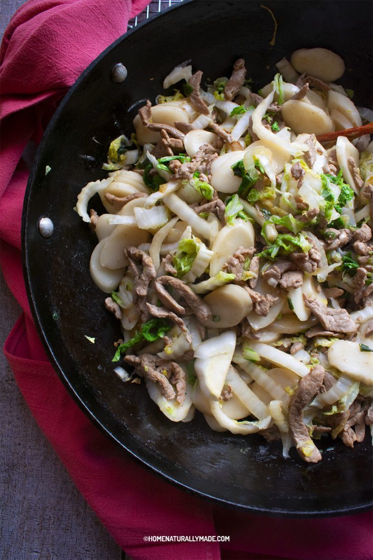 Shanghai-Style Rice Cake Stir Fry - HomeNaturallyMade