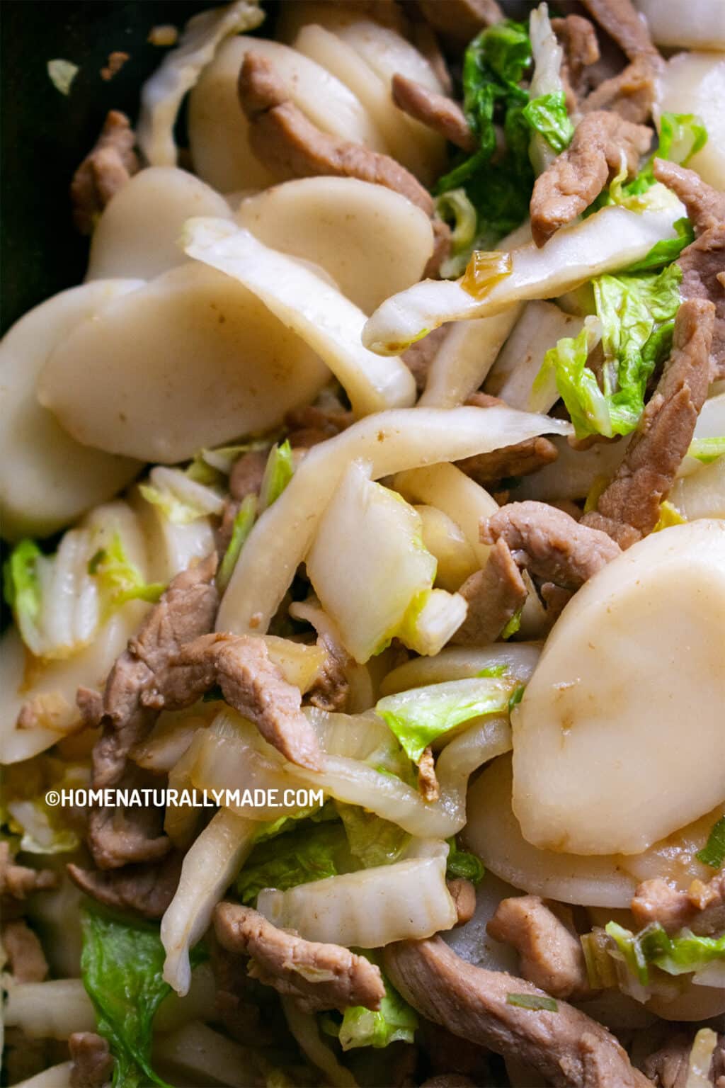 Shanghai-Style Rice Cake Stir Fry - HomeNaturallyMade