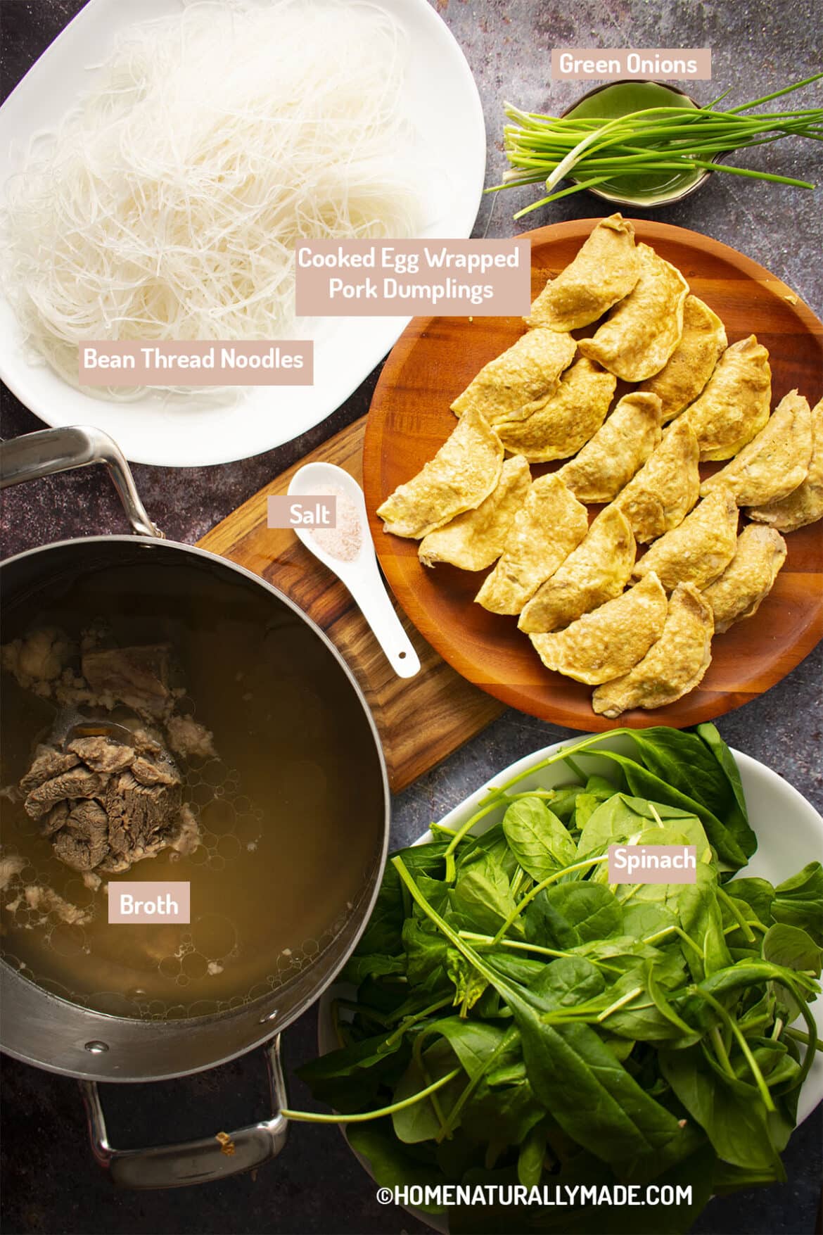 Spinach DanJiao FenSi Soup {菠菜蛋饺粉丝汤} - HomeNaturallyMade