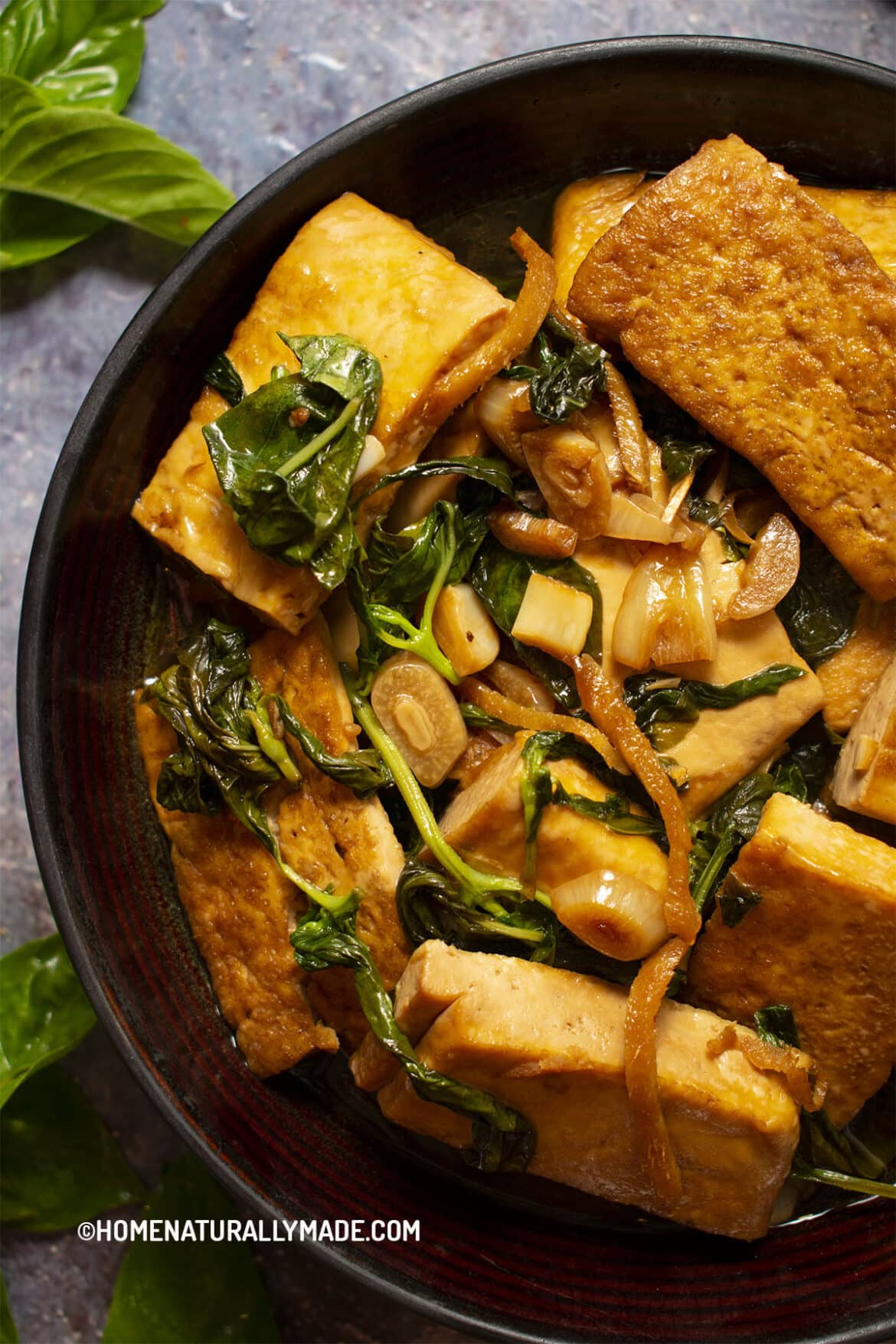 Three Cup Tofu {San Bei Tofu 三杯豆腐} - HomeNaturallyMade