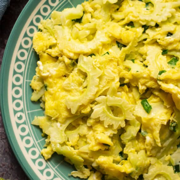 Bitter Melon with Eggs {Ku Gua Chao Dan} - HomeNaturallyMade