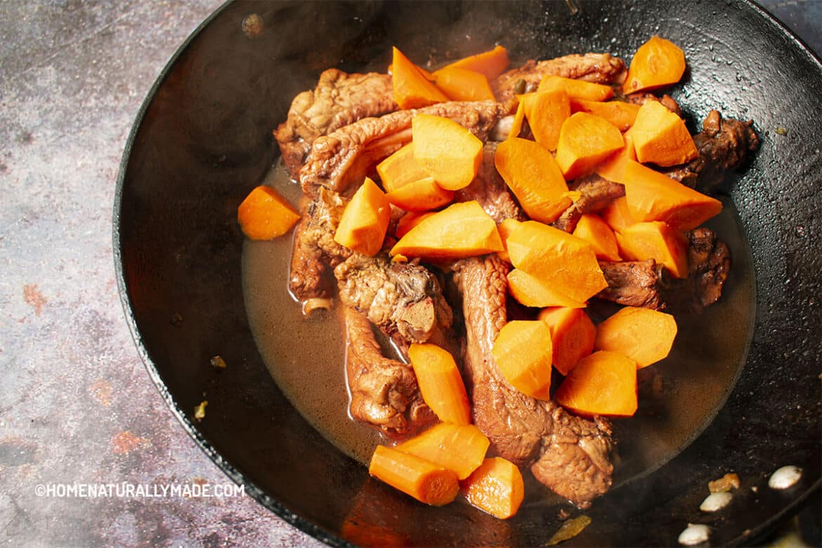 Red Braised Pork Ribs with Carrots Chinese Style - HomeNaturallyMade