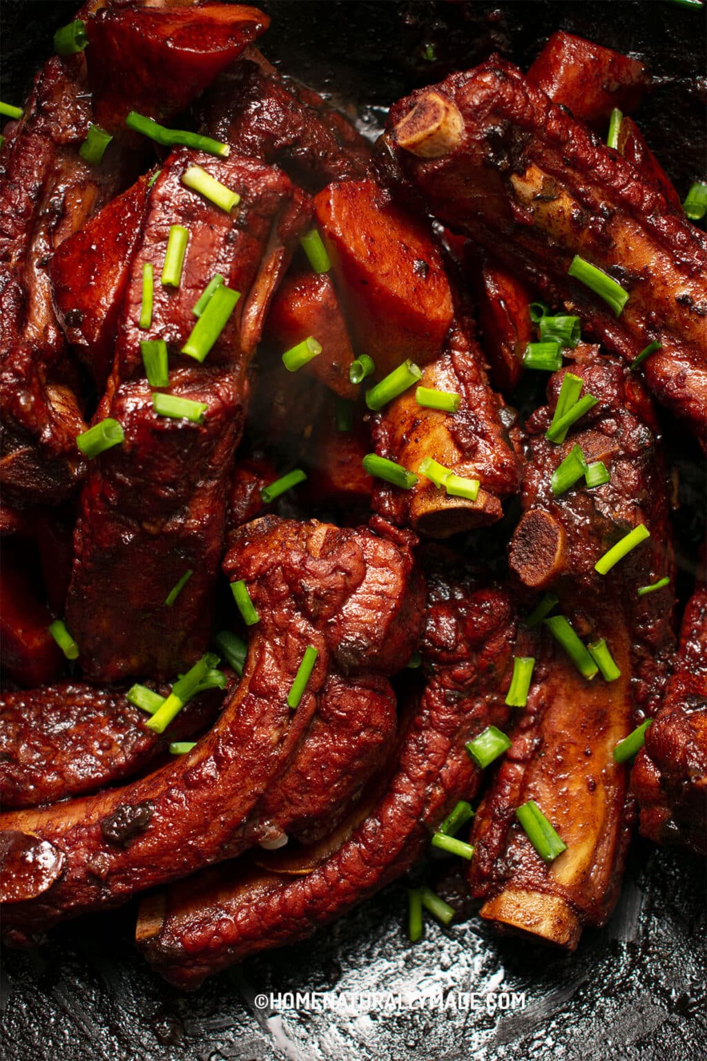 Red Braised Pork Ribs with Carrots Chinese Style - HomeNaturallyMade