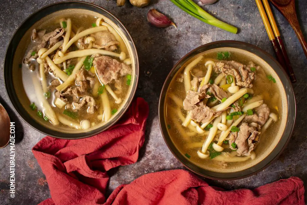 Fei Niu Soup Fatty Beef with Stringy Mushrooms - HomeNaturallyMade